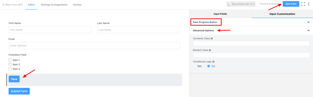 Save Progress Button in Fluent Forms - WP Manage Ninja