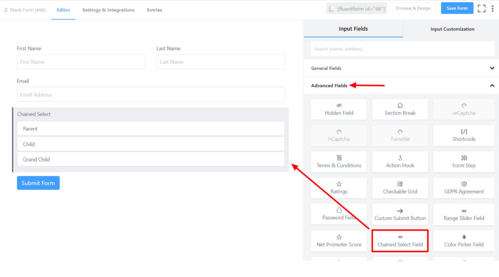 Chained Select in Fluent Forms - WP Manage Ninja