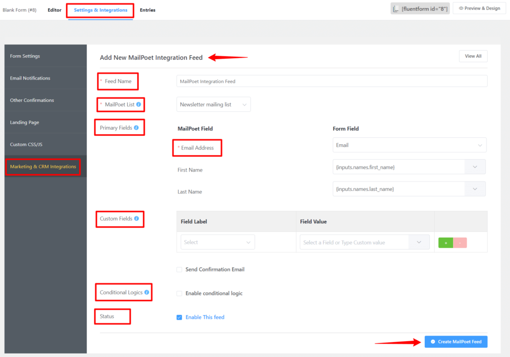 MailPoet Integration with Fluent Forms - WP Manage Ninja
