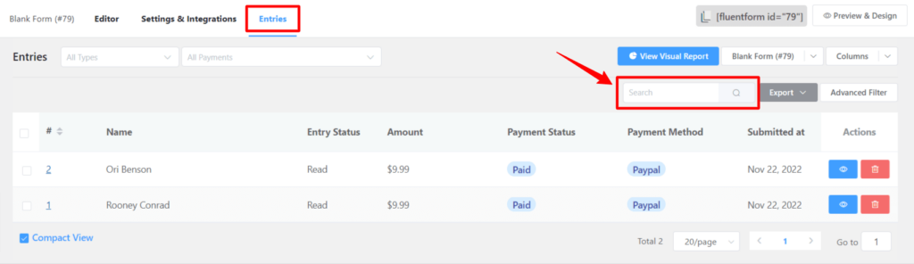 View & Manage Submitted Form Entries - WP Manage Ninja