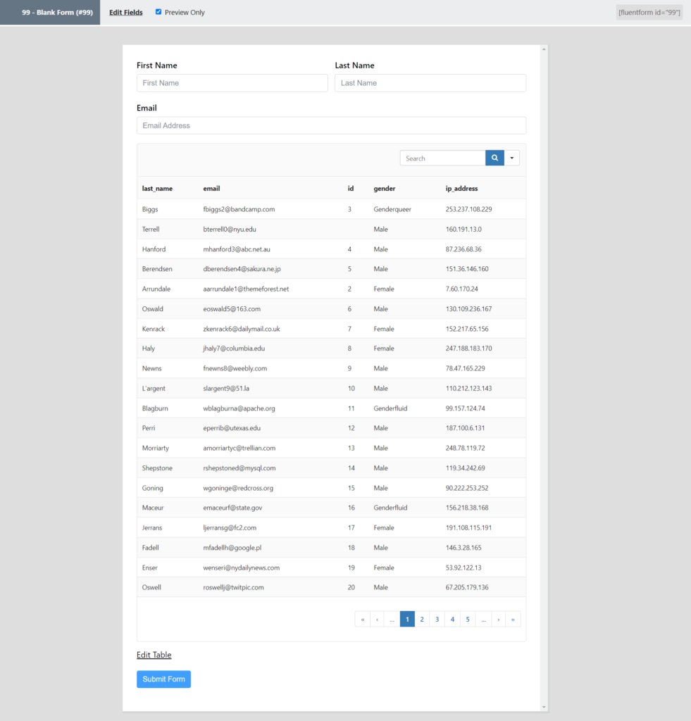 Shortcode Input Field In Wp Fluent Form Wordpress Plugin