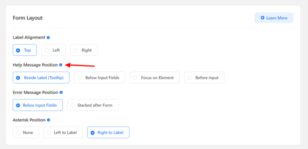 Form Layout Settings in WP Fluent Form WordPress Plugin
