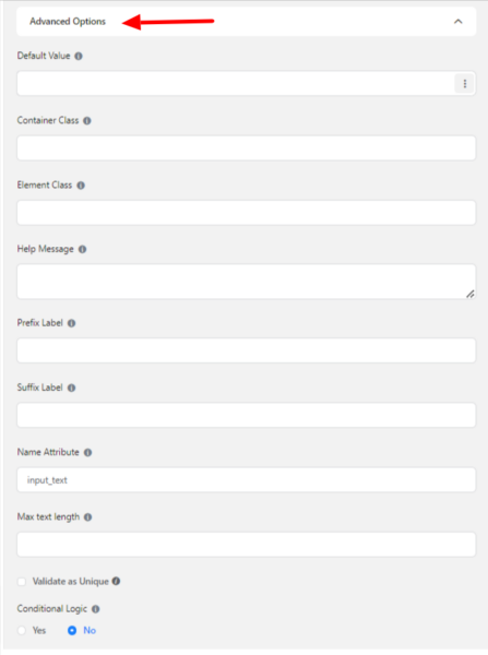 Simple Text Input Field in WP Fluent Form WordPress Plugin