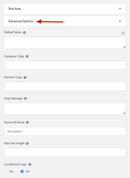 Text Area Input Field in WP Fluent Form WordPress Plugin