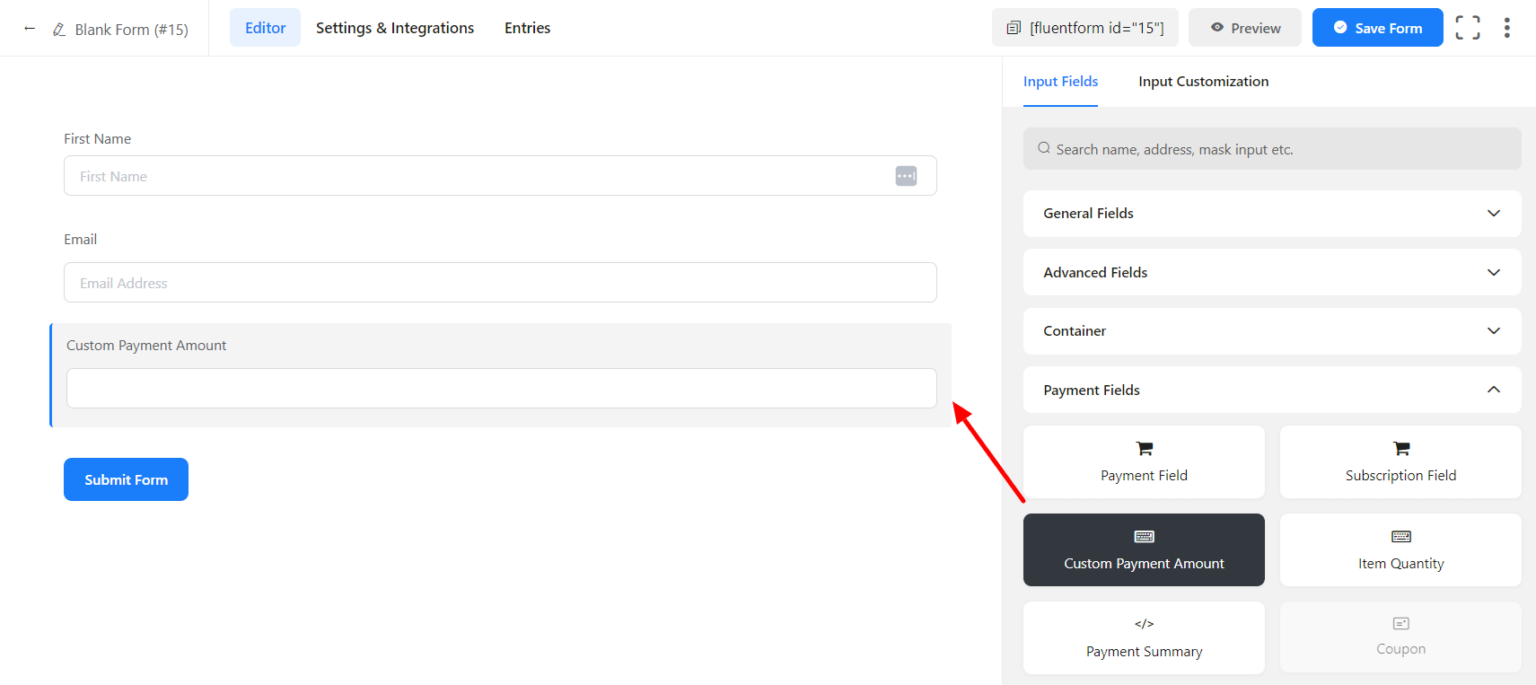 Custom Payment Amount in Fluent Forms - WP Manage Ninja