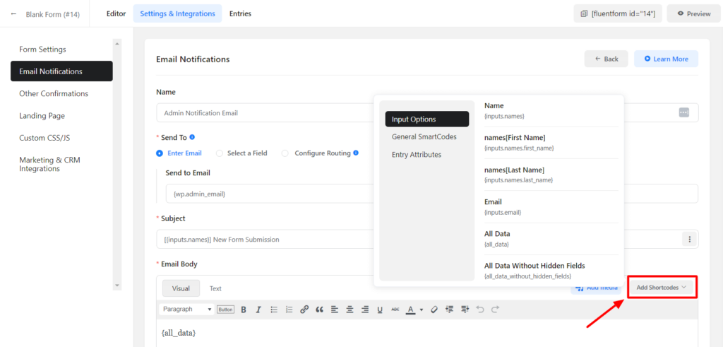 Send Users Email Notification With Wp Fluent Form Wordpress Plugin