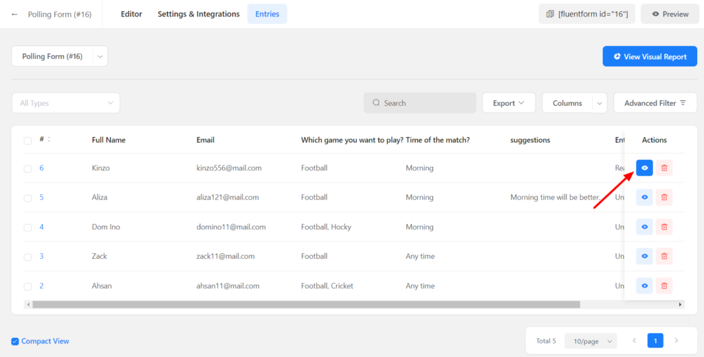 View & Manage Submitted Form Entries - WP Manage Ninja