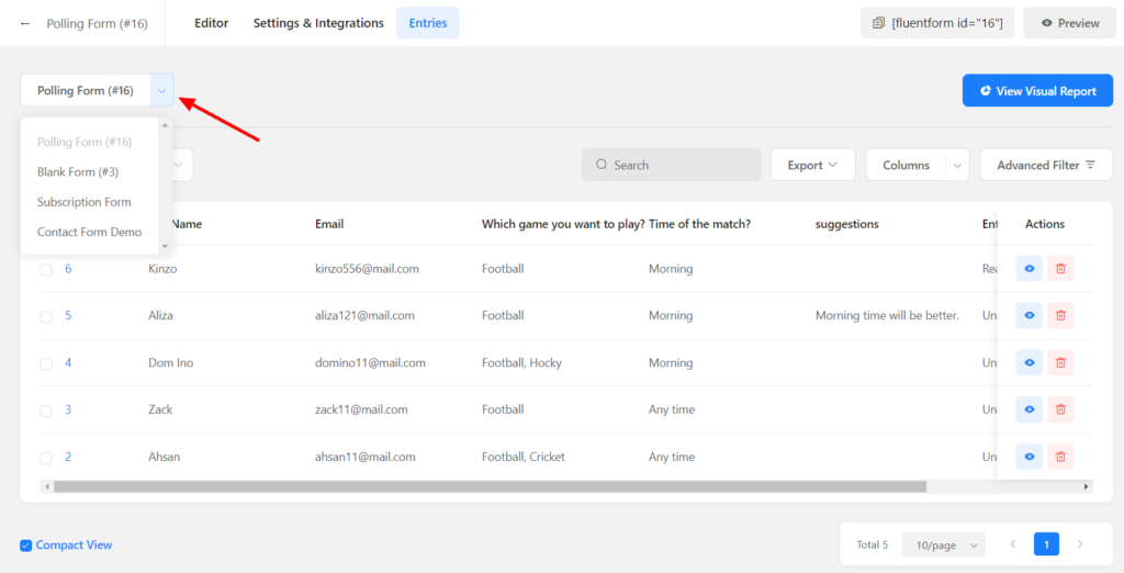 View & Manage Submitted Form Entries - WP Manage Ninja