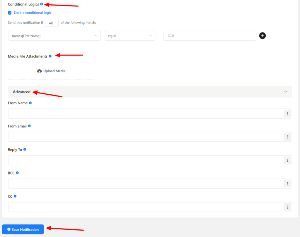 Conditional Email Notification in WP Fluent Form WordPress Plugin
