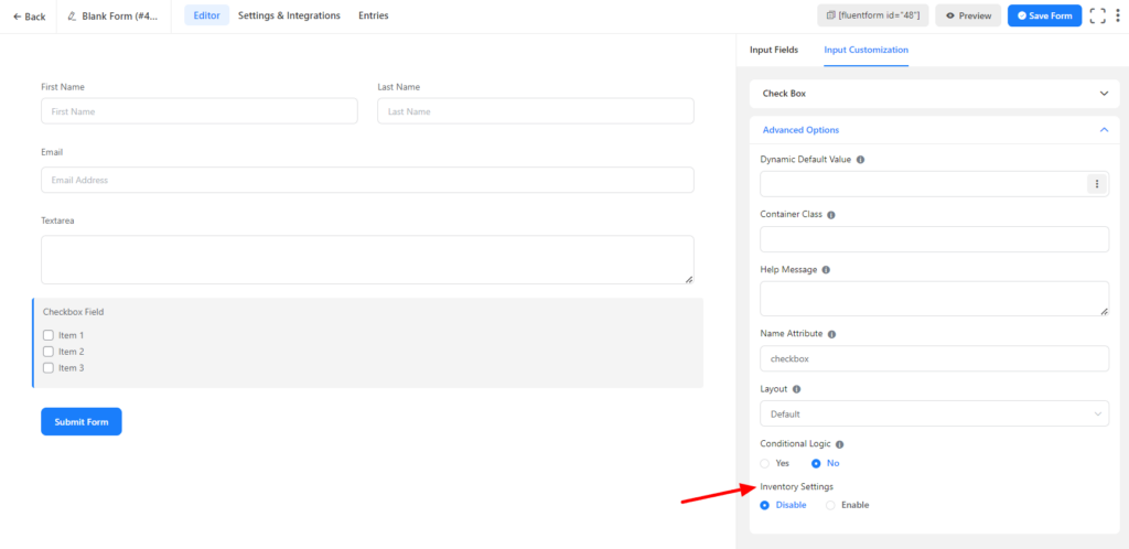 Fluent Forms Inventory Module - WP Manage Ninja