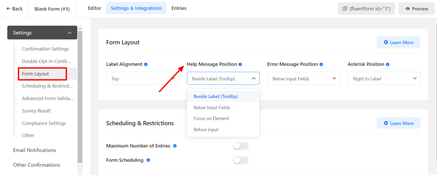 Help Message Customization in WP Fluent Form WordPress Plugin