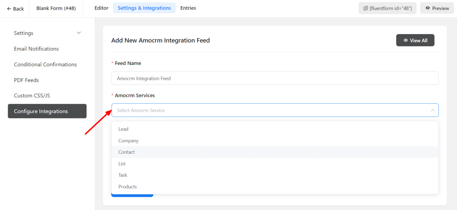 amoCRM Integration with Fluent Forms - WP Manage Ninja