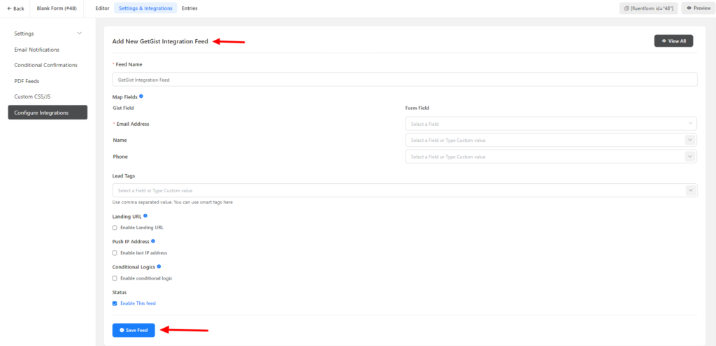 Gist Integration with Fluent Forms - WP Manage Ninja