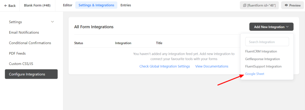 Google Sheets Integration with Fluent Forms - WP Manage Ninja