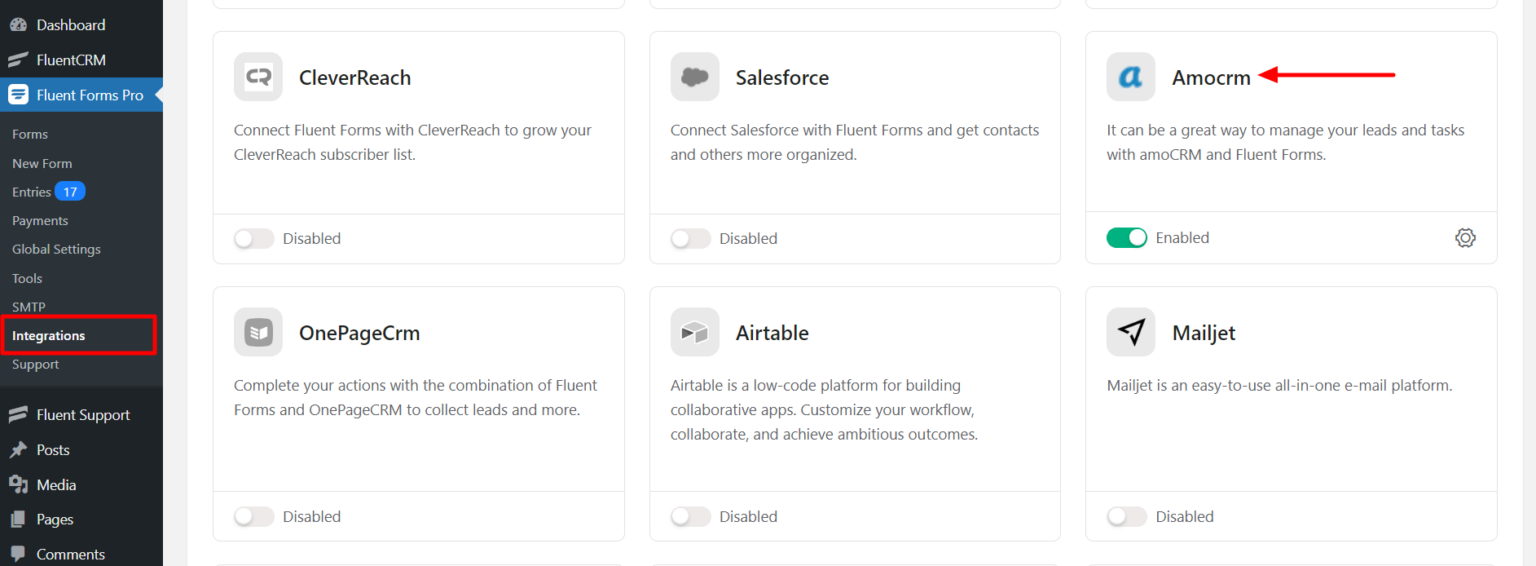 amoCRM Integration with Fluent Forms - WP Manage Ninja