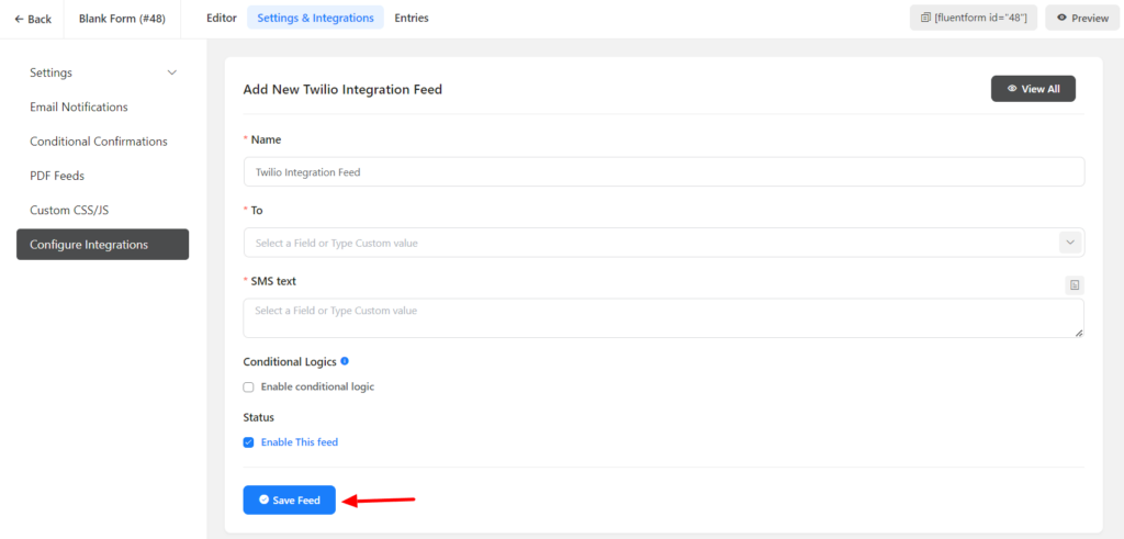 Twilio Integration/ SMS Notifications With WP Fluent Forms WordPress Form Builder Plugin - WP ...
