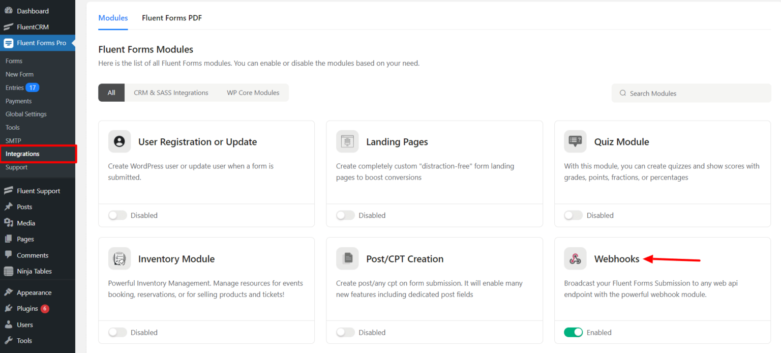 Webhook Integration with WP Fluent Form