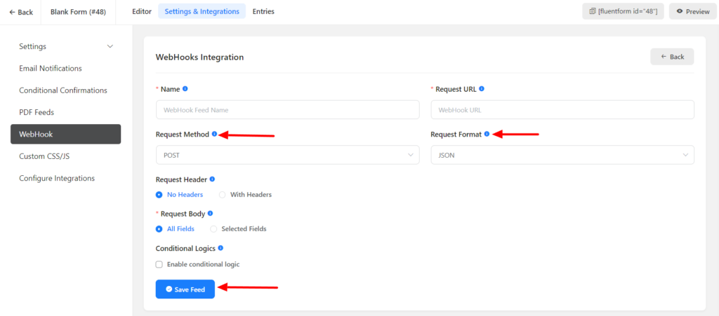 Webhook Integration with WP Fluent Form