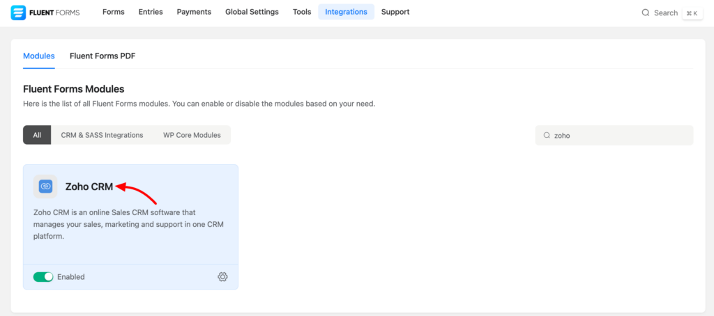 Zoho CRM Integration with Fluent Forms - WP Manage Ninja