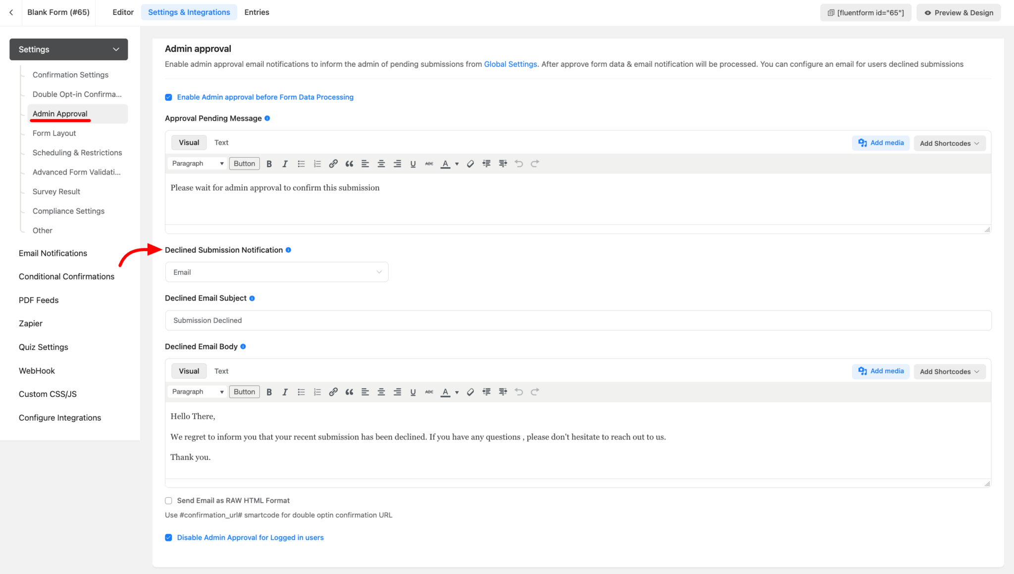 Admin Approval Feature in Fluent Forms - WP Manage Ninja
